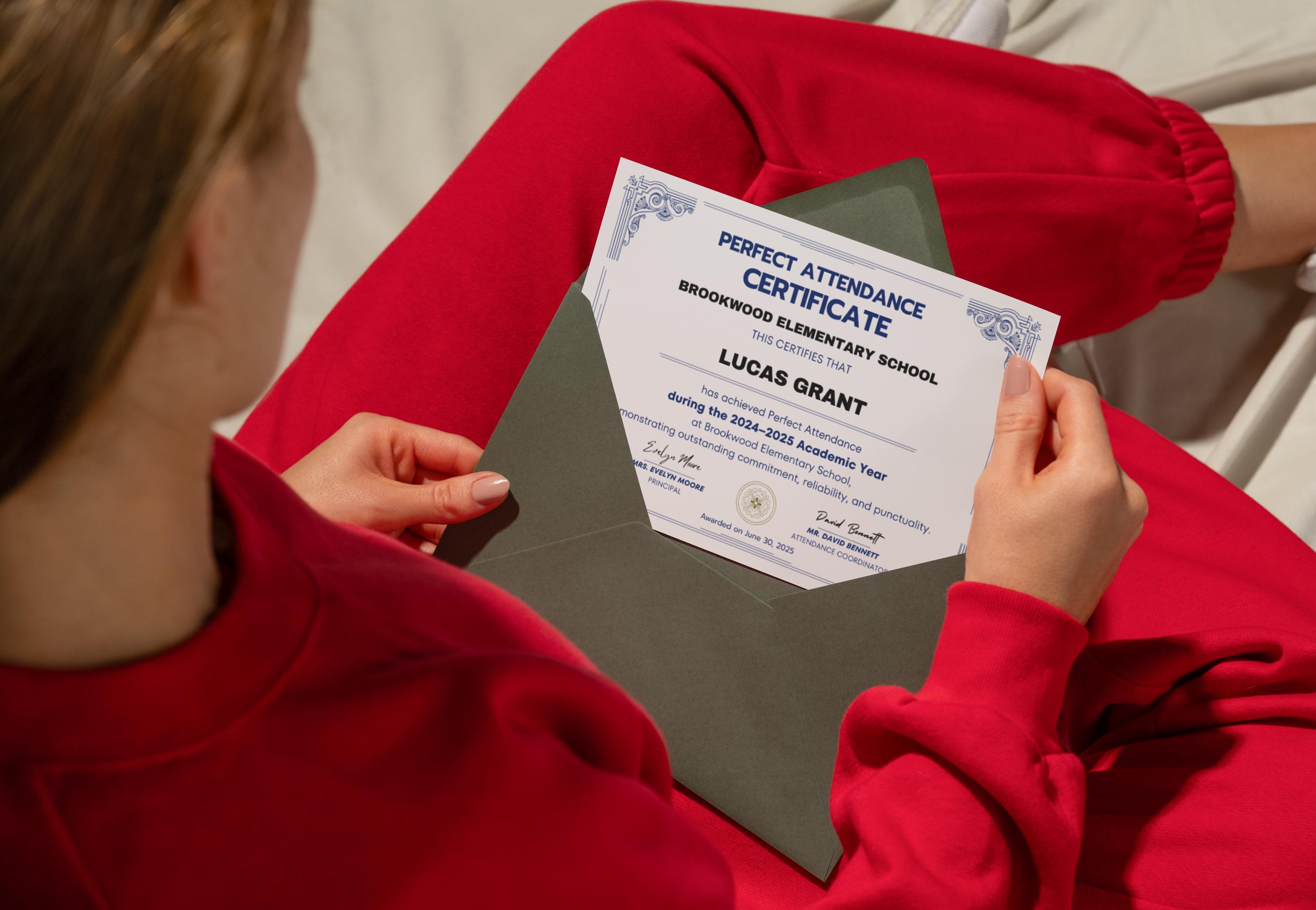 Perfect Attendance Certificate Template | Canva Editable School Award ...