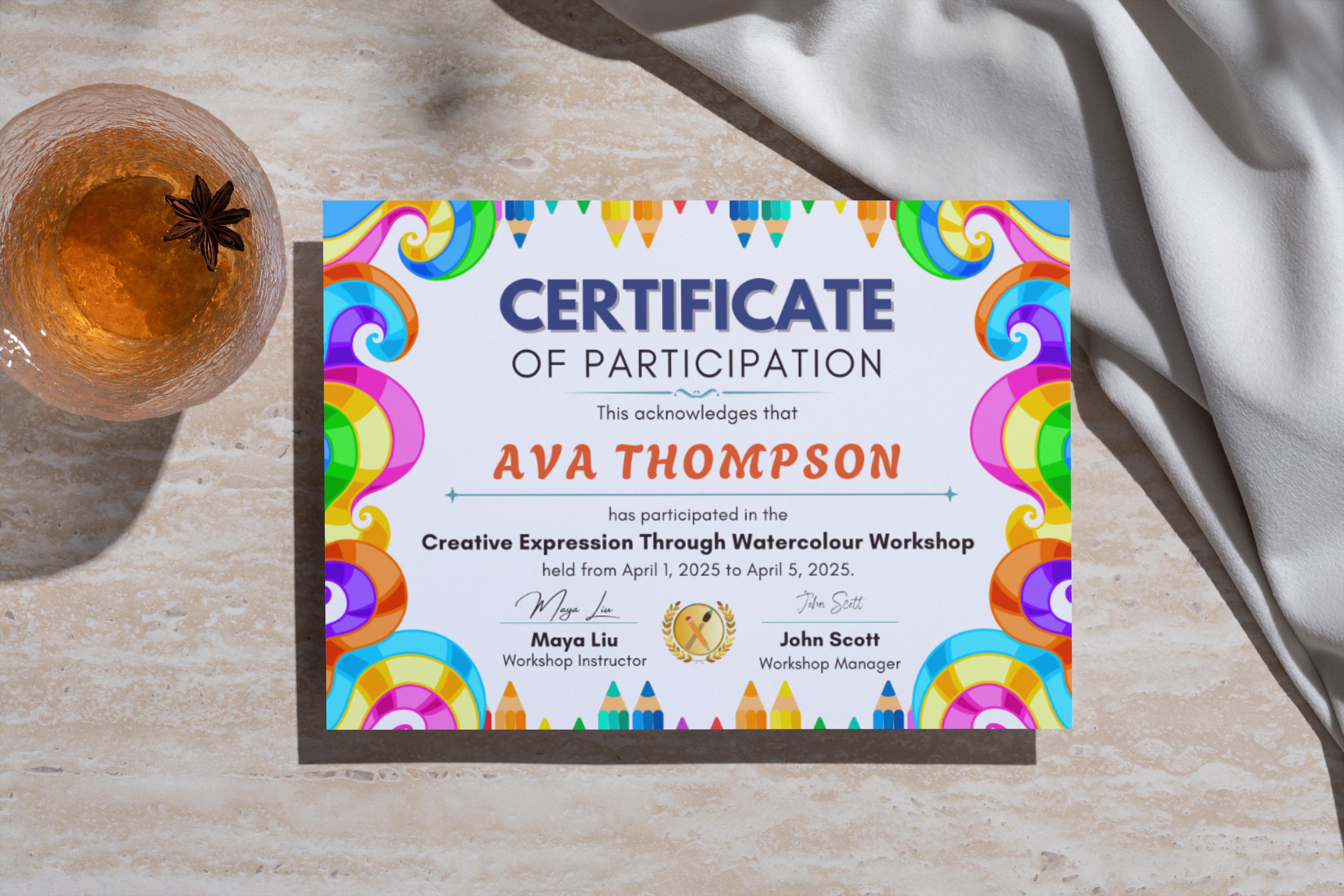 Kids Art Certificate Template | Canva Editable Participation ...