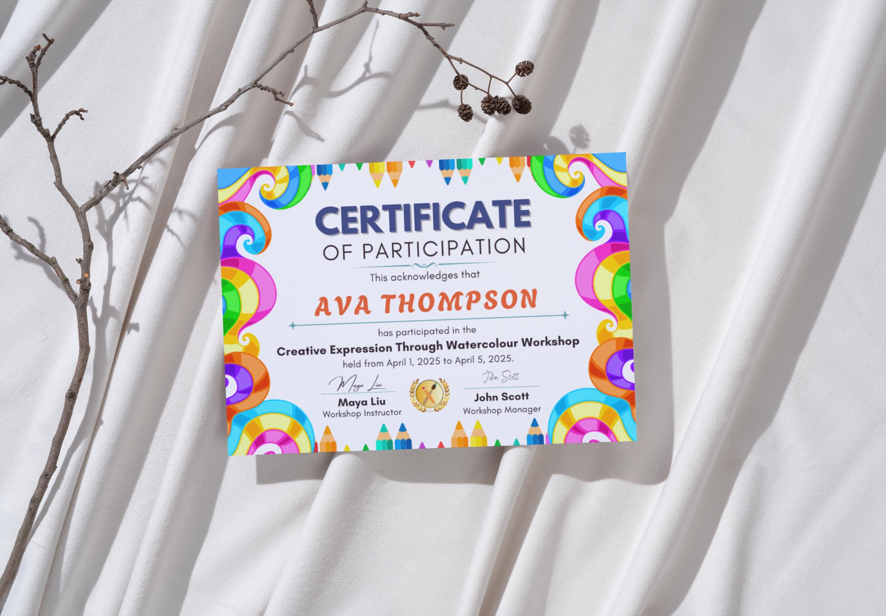 Kids Art Certificate Template | Canva Editable Participation ...
