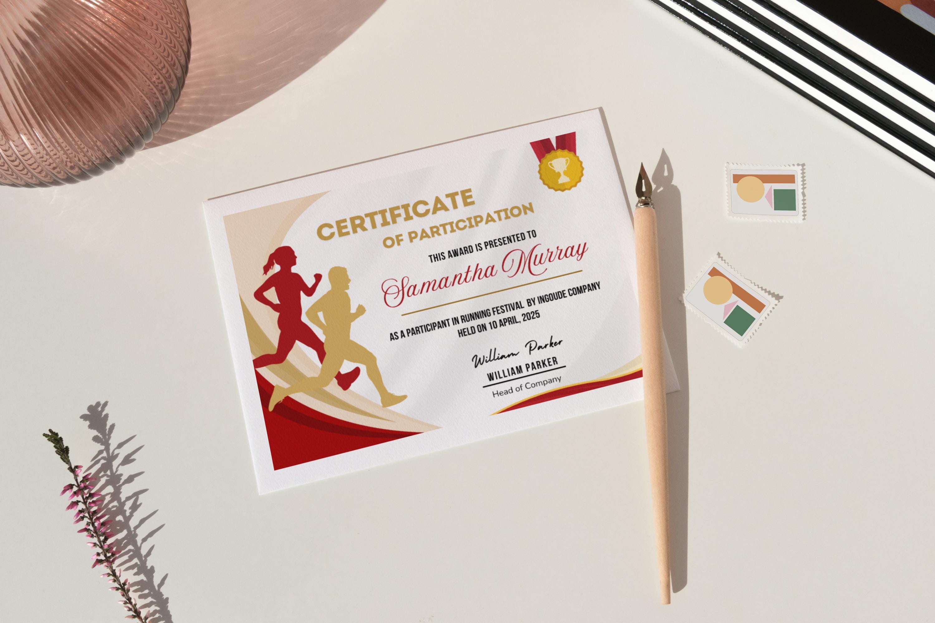 Running Event Participation Certificate Template | Canva Editable ...