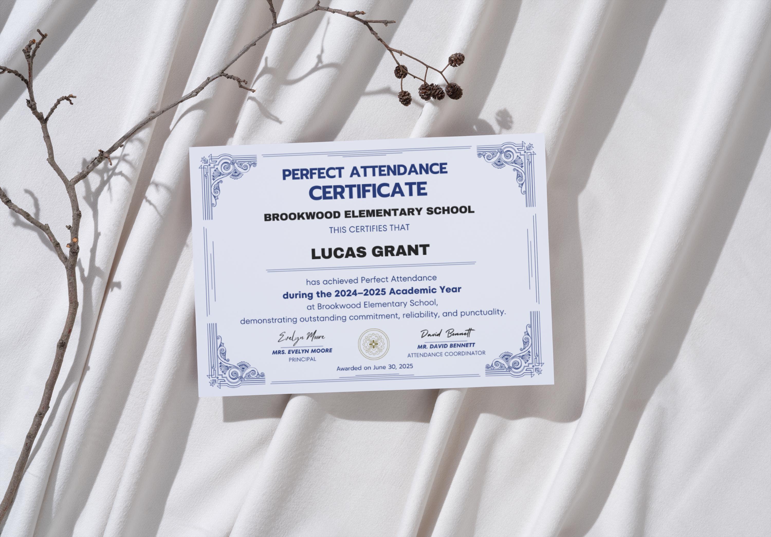 Perfect Attendance Certificate Template | Canva Editable School Award ...