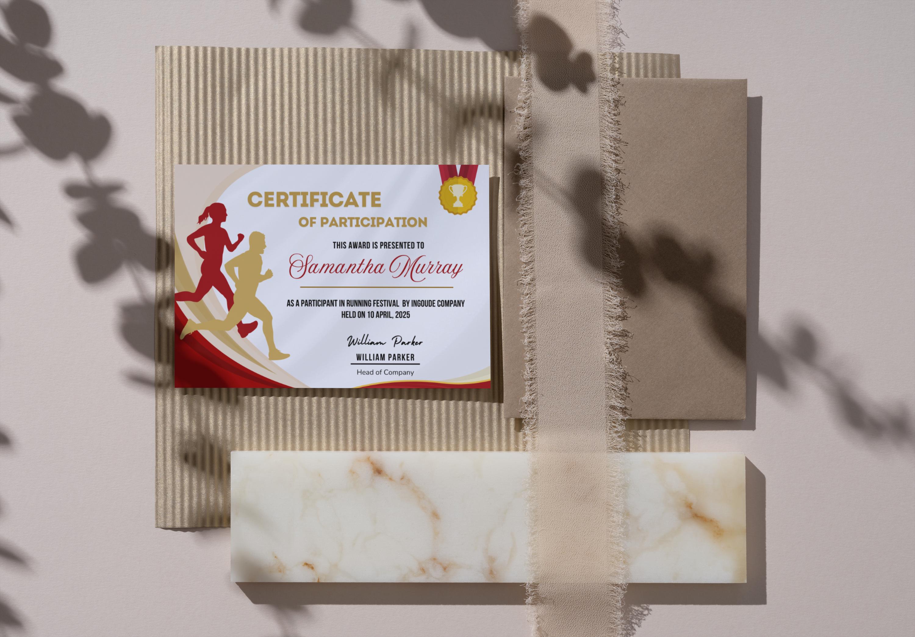 Running Event Participation Certificate Template | Canva Editable ...