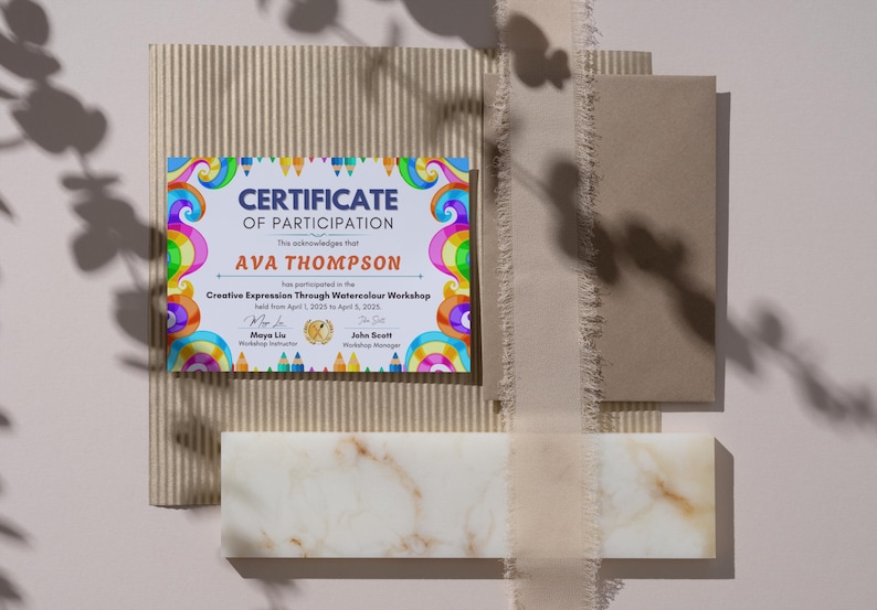 Kids Art Certificate Template | Canva Editable Participation ...