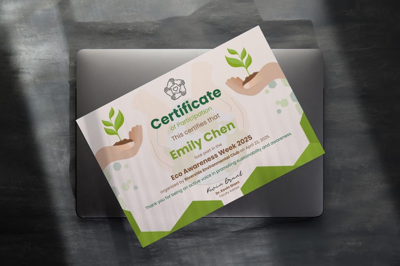 Eco Awareness Certificate Template | Canva Editable Participation Award ...