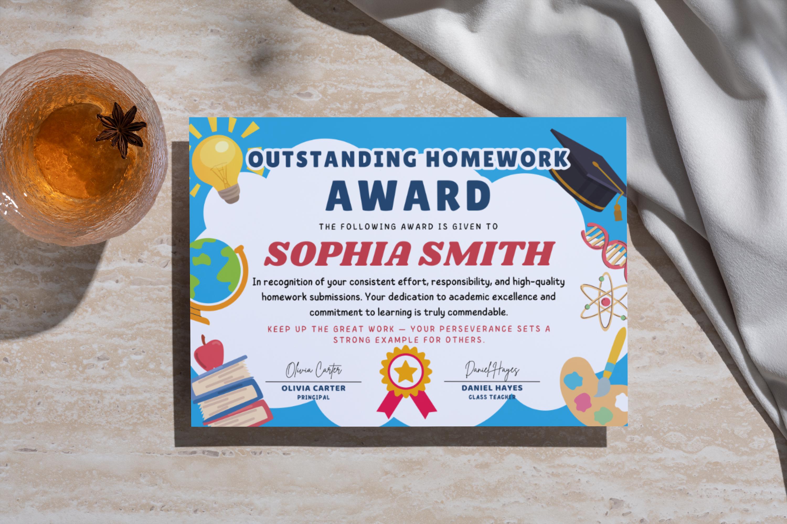 Outstanding Homework Award Certificate Template | Canva Editable | Fun ...