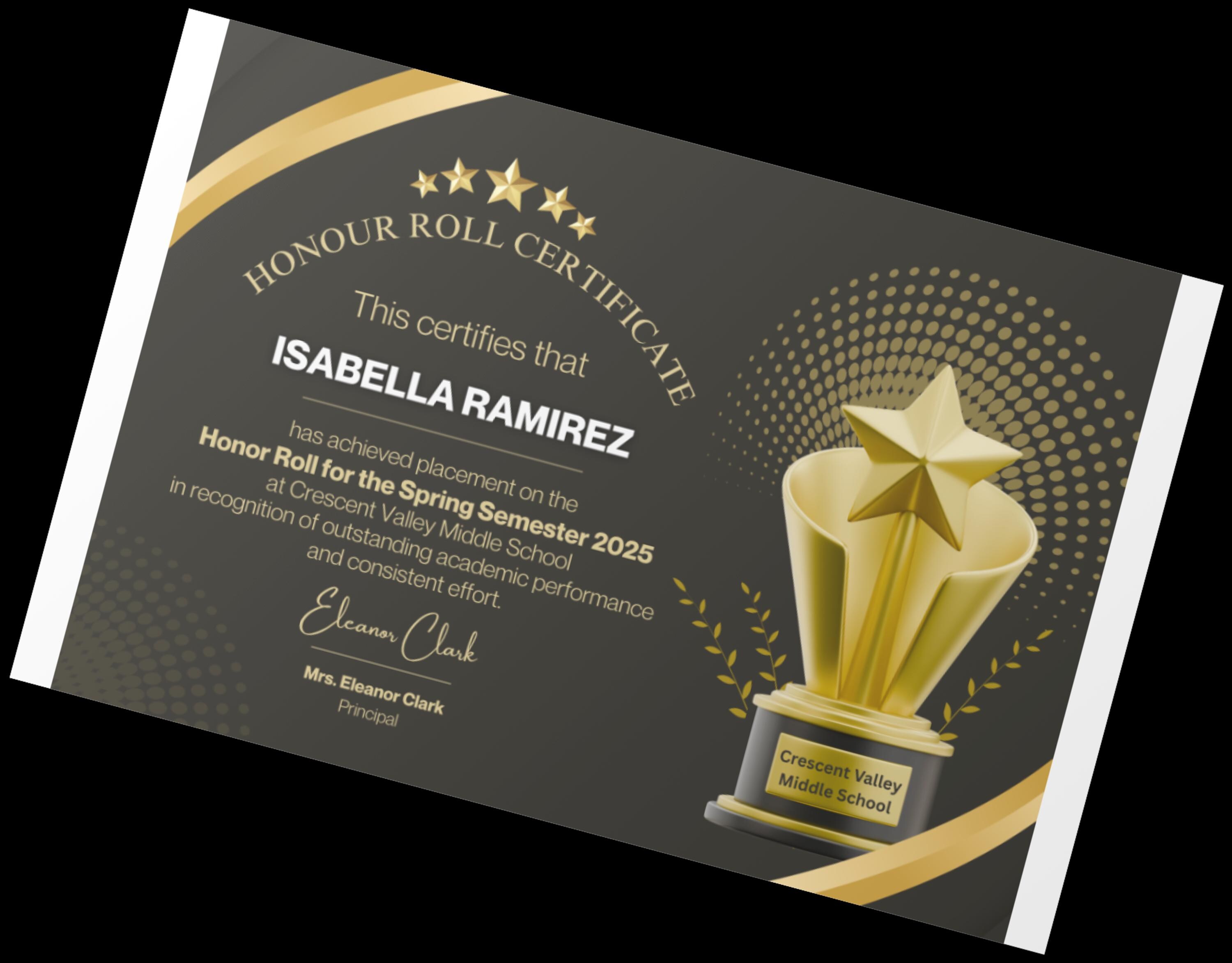 Honor Roll Certificate Template | Canva Editable Academic Award | Gold ...