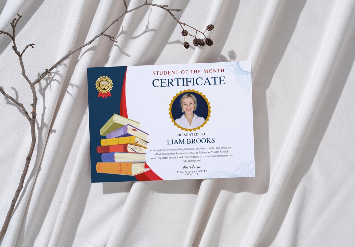 Student of the Month Certificate Template | Canva Editable | School ...