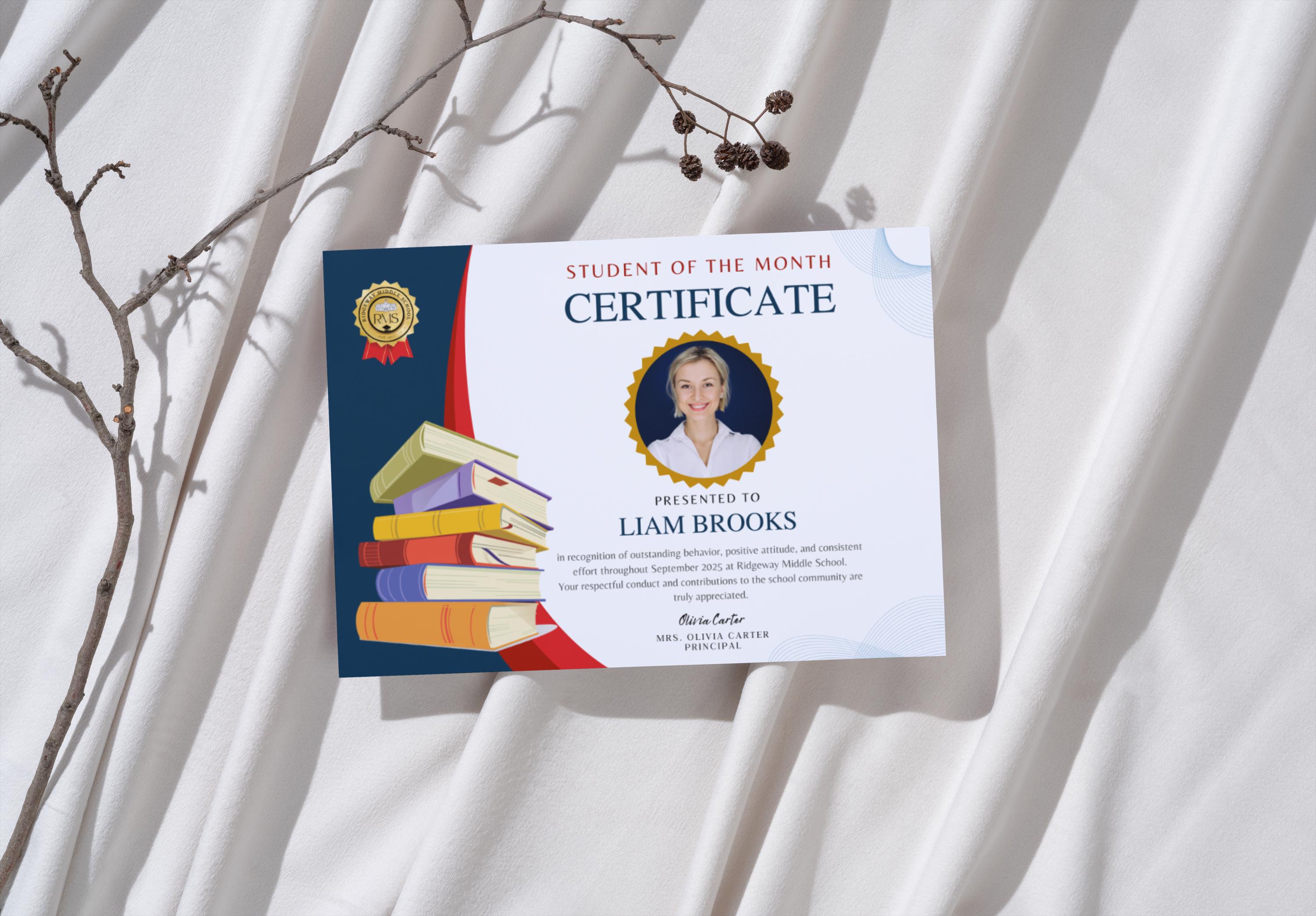 Student of the Month Certificate Template | Canva Editable | School ...