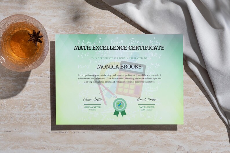 Math Excellence Certificate Template | Canva Editable | Student Math ...