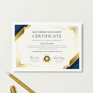Most Improved Student Certificate Template | Canva Editable | School ...