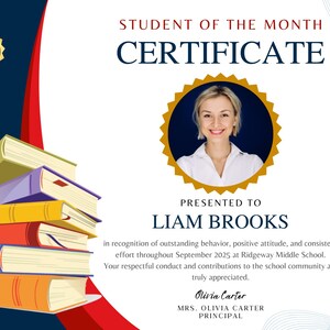 Student of the Month Certificate Template | Canva Editable | School ...