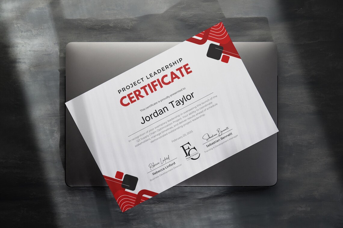 Project Leadership Certificate Template | Canva Editable | Corporate ...