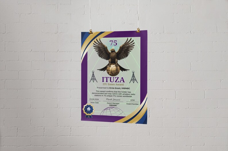 ITU Zones Award Certificate Template | Canva Editable Ham Radio Award ...