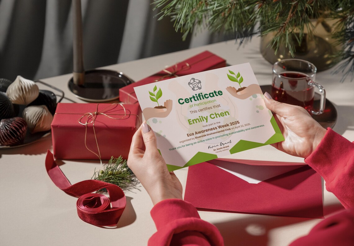 Eco Awareness Certificate Template | Canva Editable Participation Award ...