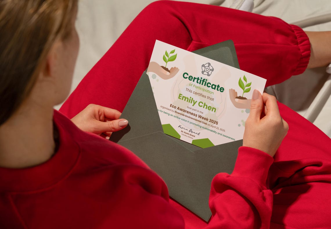 Eco Awareness Certificate Template | Canva Editable Participation Award ...