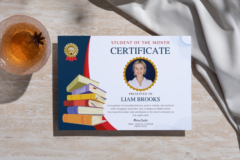 Student of the Month Certificate Template | Canva Editable | School ...