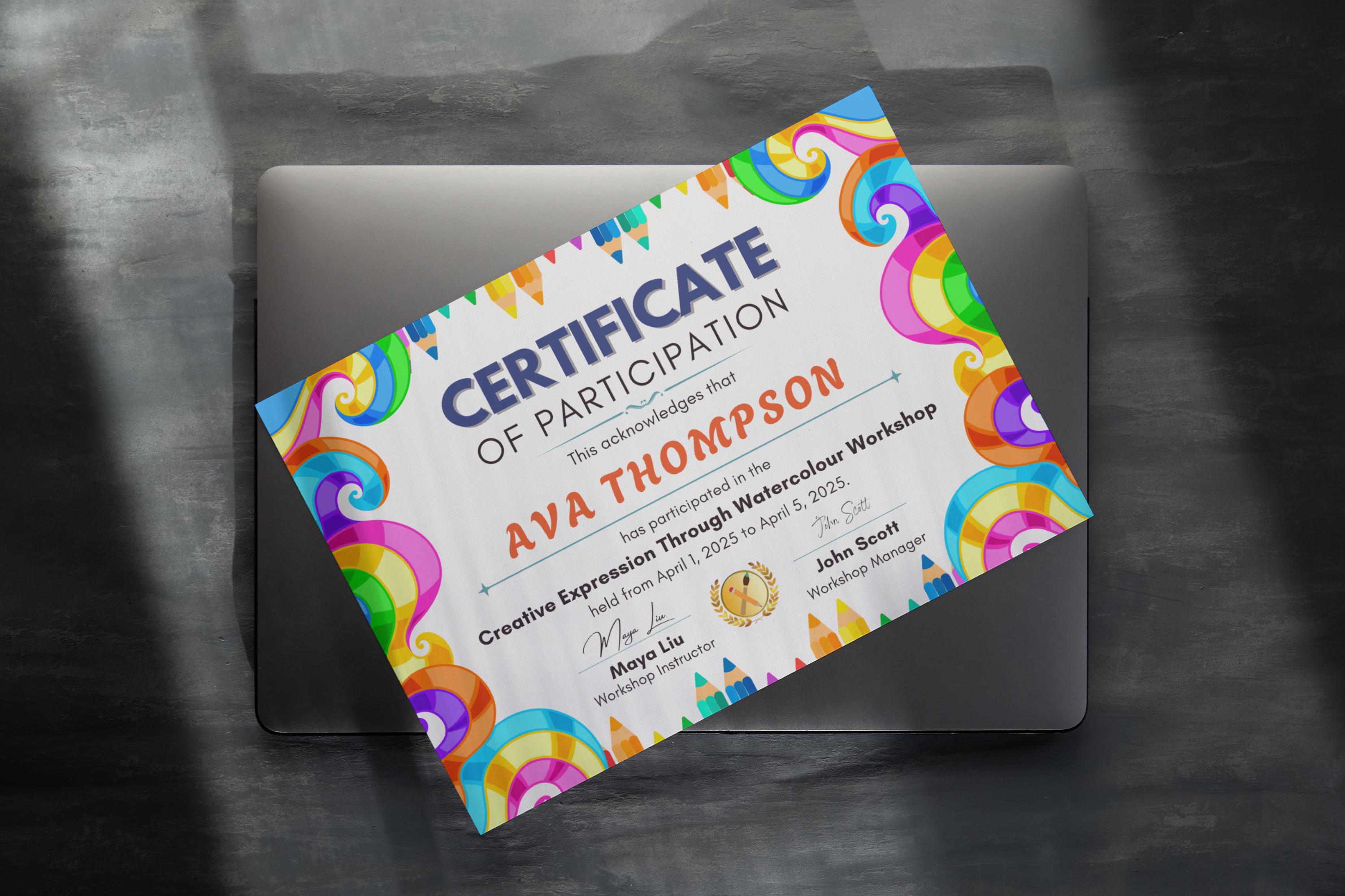 Kids Art Certificate Template | Canva Editable Participation ...