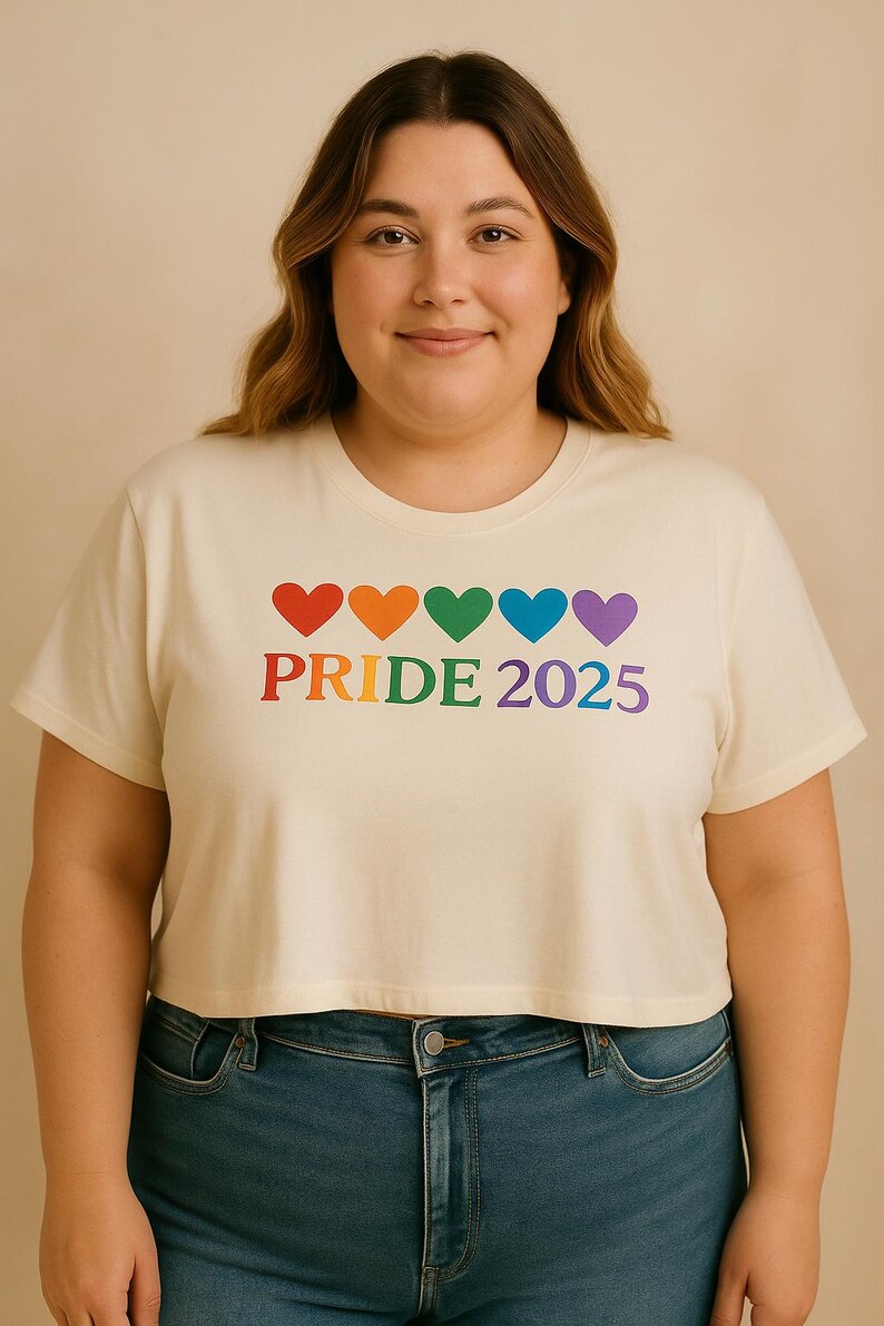 Pride 2025 Crop Top | Rainbow Heart LGBTQ Shirt | Cute Queer Sapphic ...