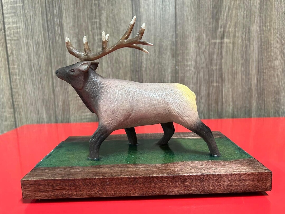 Elk Carved From Wood in Epoxy Stream - Etsy