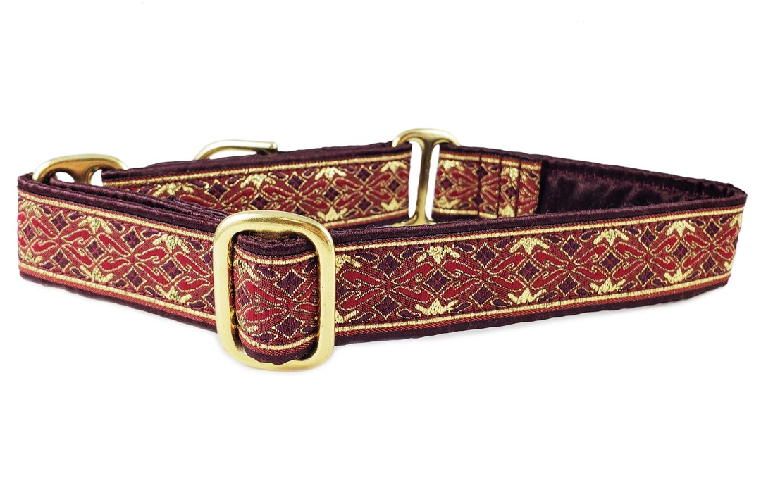 Clifden Celtic Dog Collar in Burgundy & Gold Martingale Collar or ...