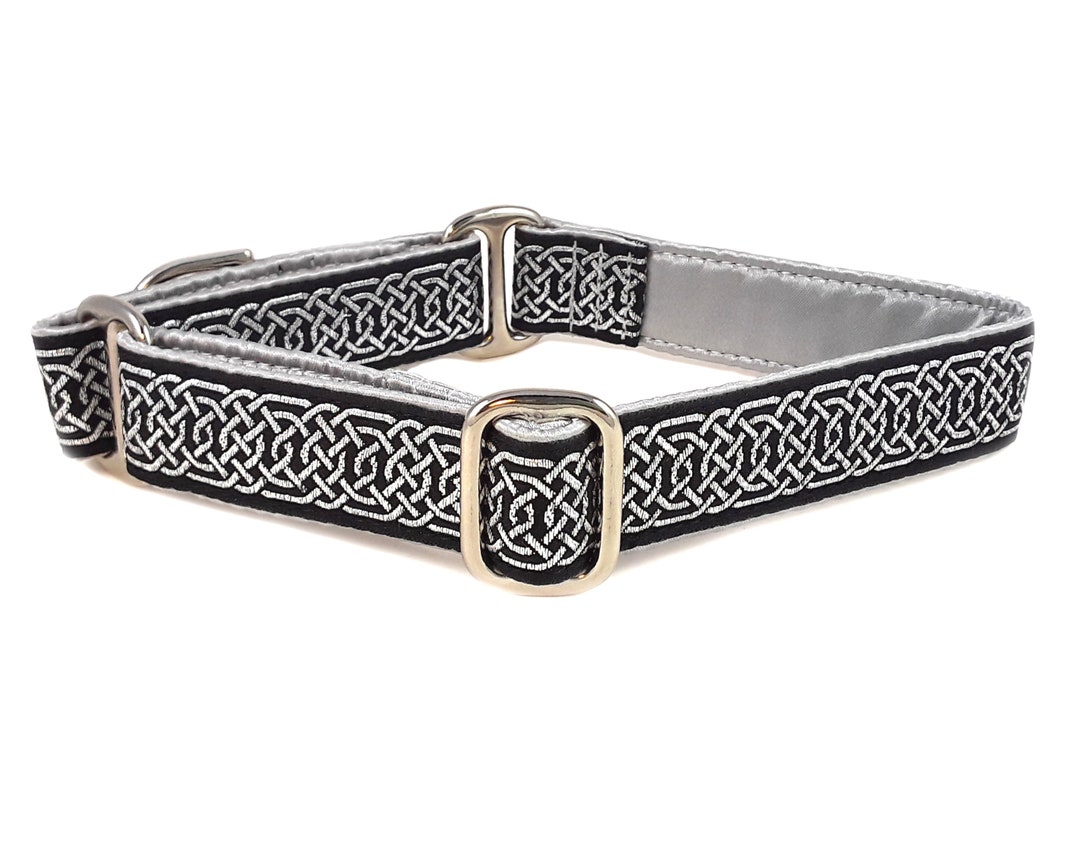 Wexford Celtic Knot Dog Collar in Metallic Silver & Black Martingale ...