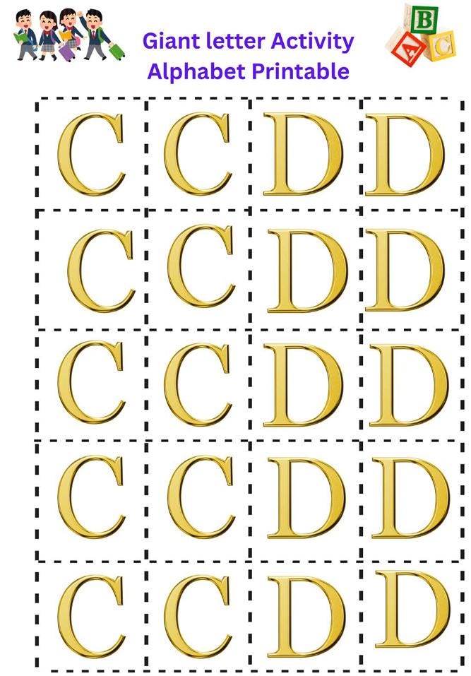 Giant Letter Activity - Alphabet Printable - Etsy