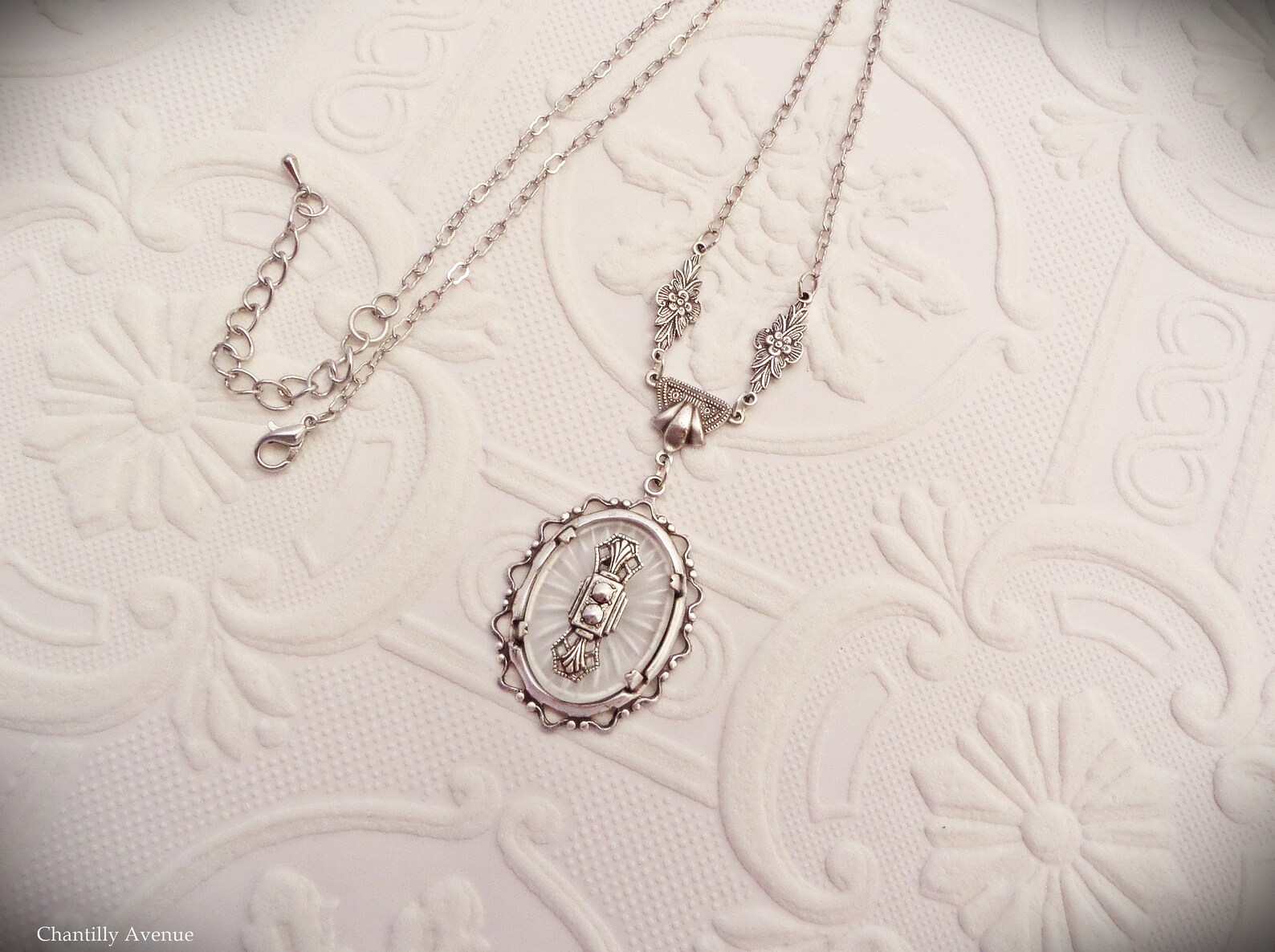 Camphor Glass Art Deco Necklace, Reproduction Handmade Jewelry - Etsy