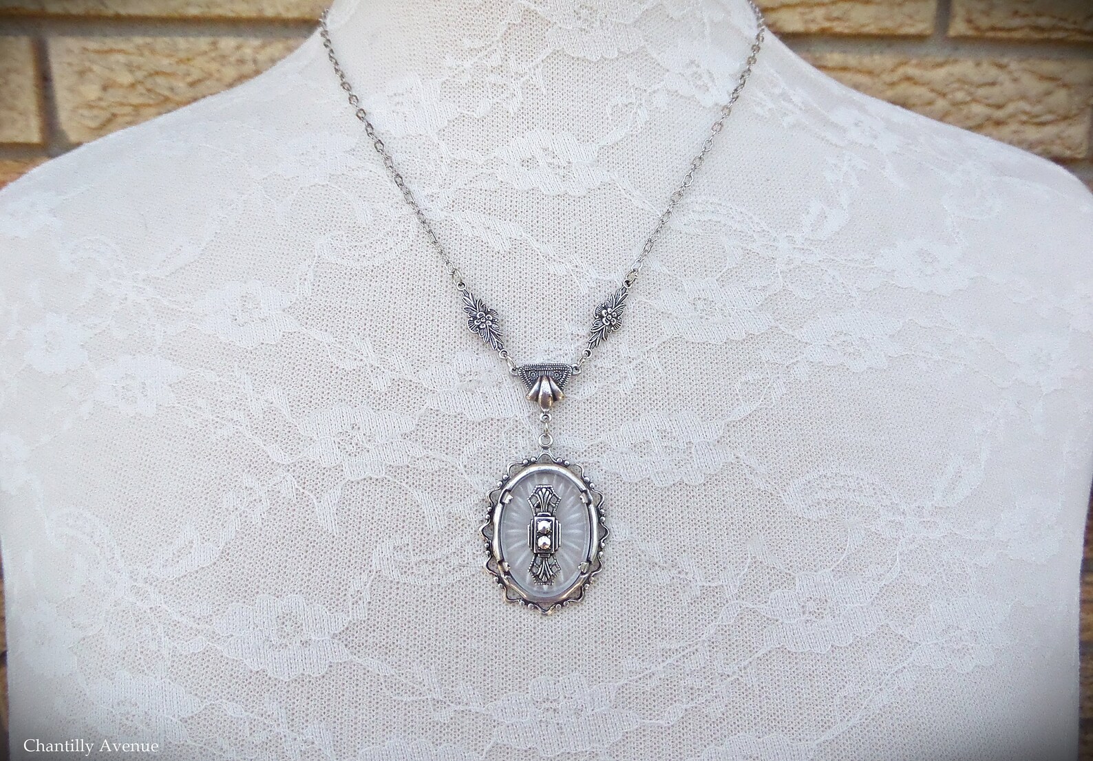 Camphor Glass Art Deco Necklace, Reproduction Handmade Jewelry - Etsy