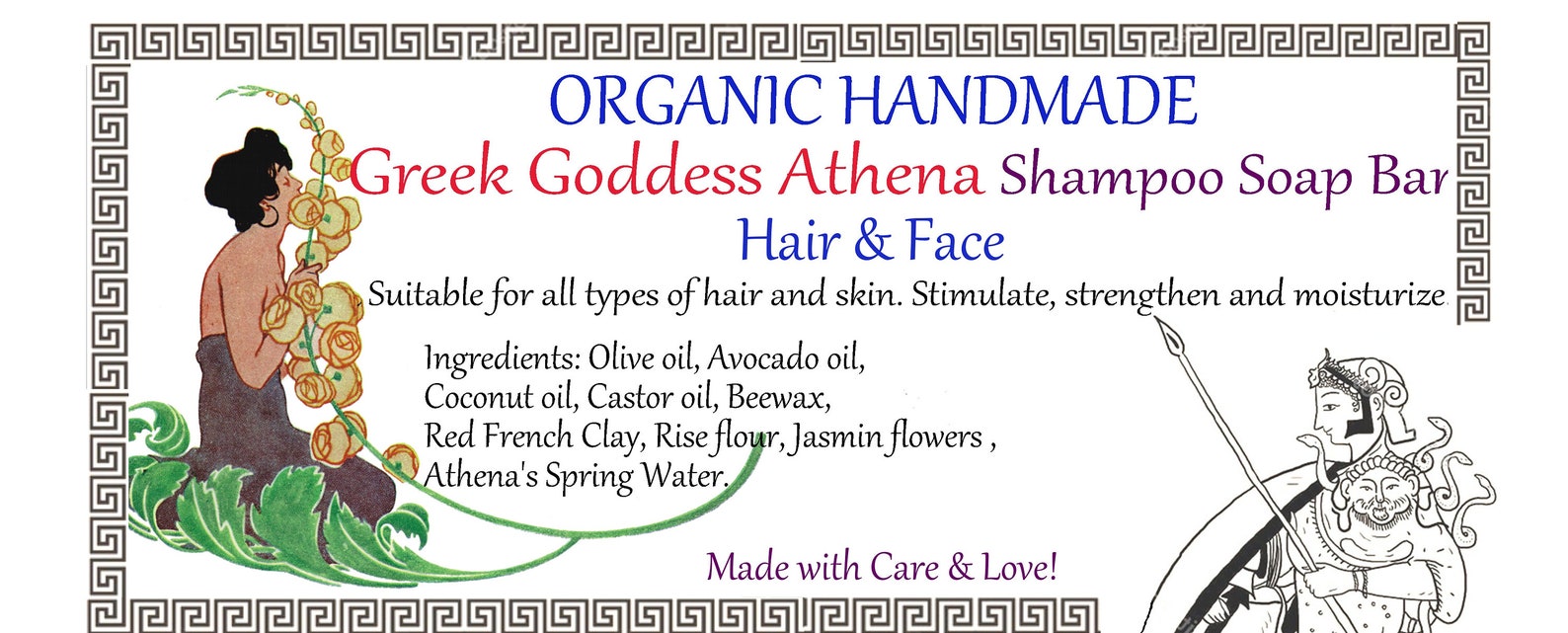 Natural Greek Goddess Athena Jasmine Shampoo Organic Handmade Hair ...