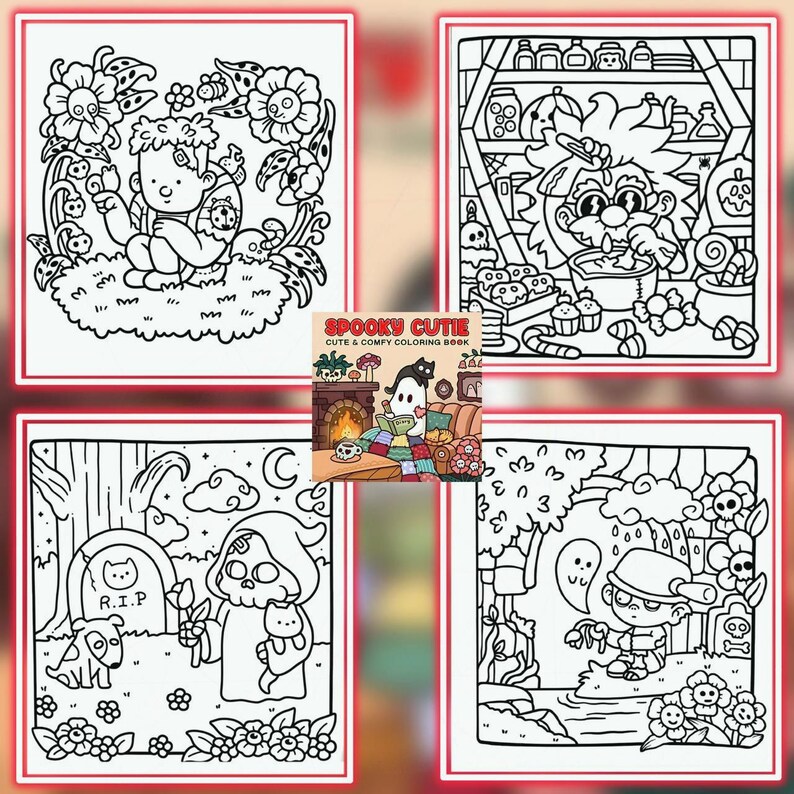 Spooky Cutie: Cute Relaxation Coloring Book Instant Digital Download ...