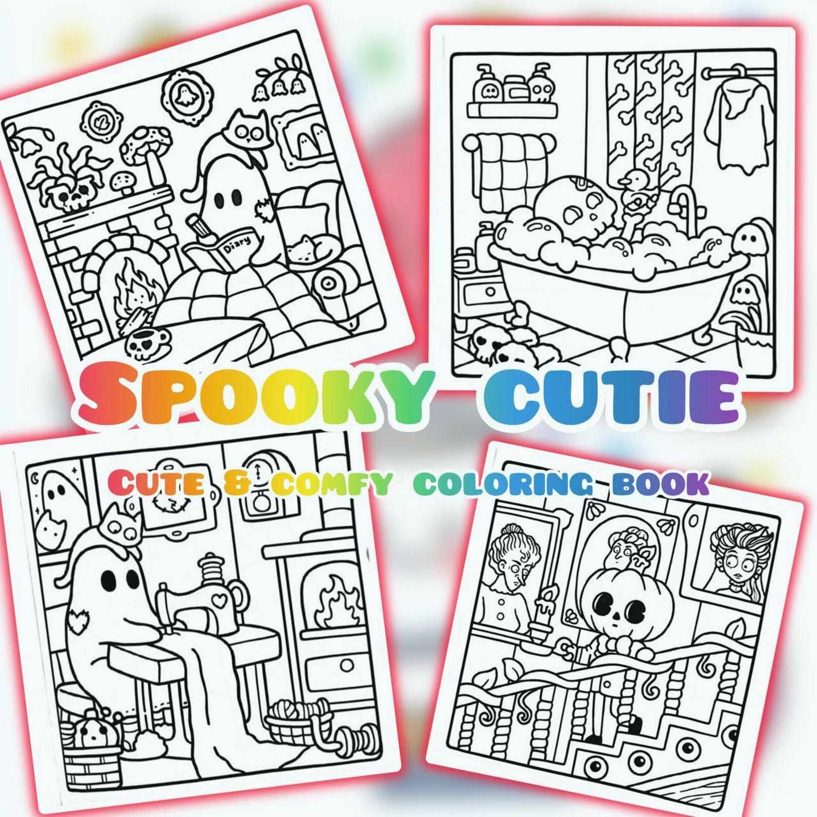Spooky Cutie: Cute Relaxation Coloring Book Instant Digital Download ...