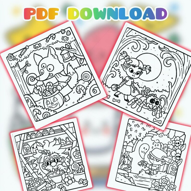 Spooky Cutie: Cute Relaxation Coloring Book Instant Digital Download ...