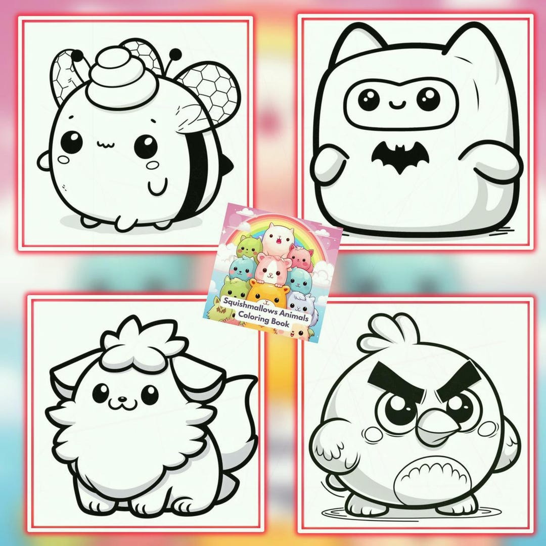 Squishmallow: Cute Relaxation Coloring Book Instant Digital Download ...
