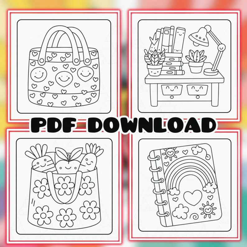 Bold and Easy Cute & Groovy Coloring Book for Kids and Teens | Fun 52 ...