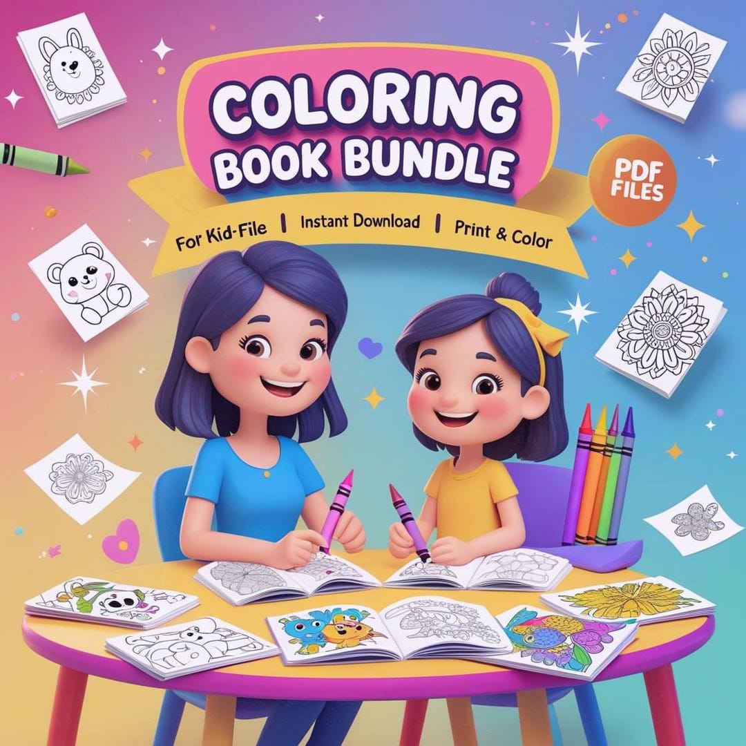 Creative Coloring Book Set – Printable PDF Collection for All Ages ...