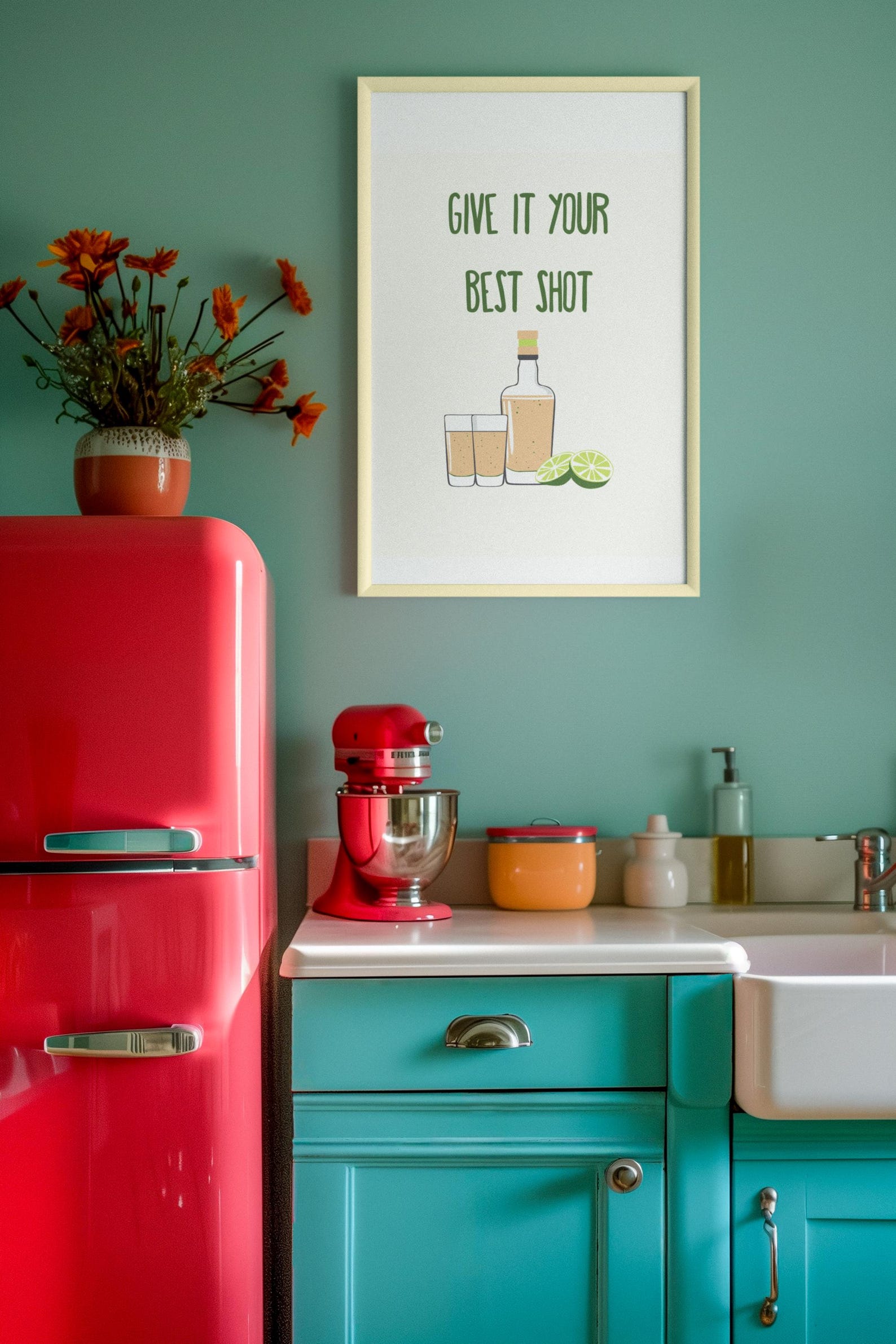 Alcohol Shots Wall Art Give It Your Best Shot Kitchen Bar Cart Decor ...