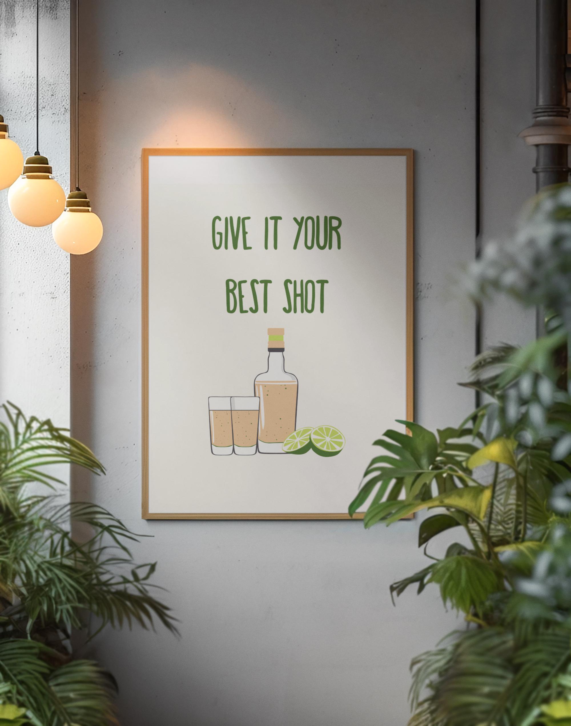Alcohol Shots Wall Art Give It Your Best Shot Kitchen Bar Cart Decor ...