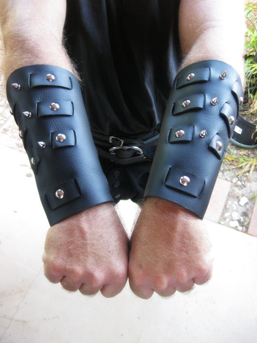 Weaved Leather Bracers / Vambraces With Domed Rivets and | Etsy