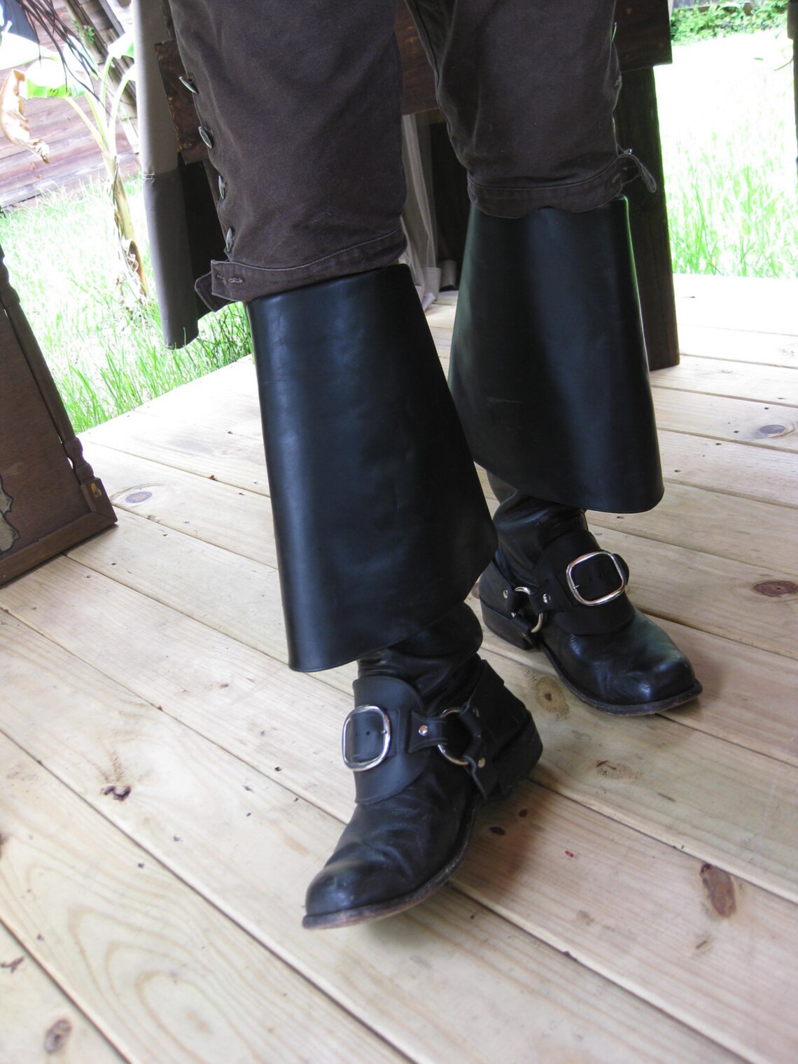 Leather Round Style Buckled Boot Straps / Pirate Costume / | Etsy