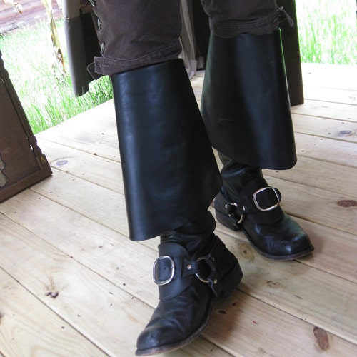 Leather Round Style Buckled Boot Straps / Pirate Costume / | Etsy