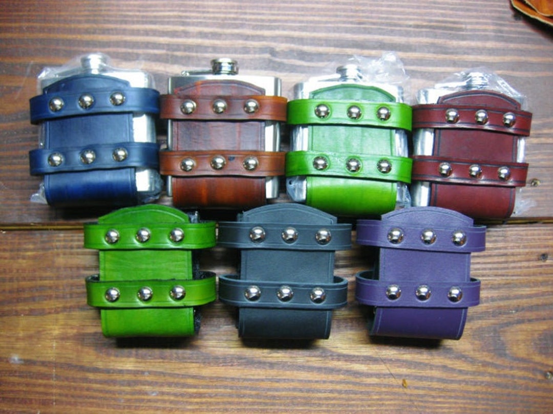 8 Oz Leather Hip Flask Holder With Bonus Flask - Etsy