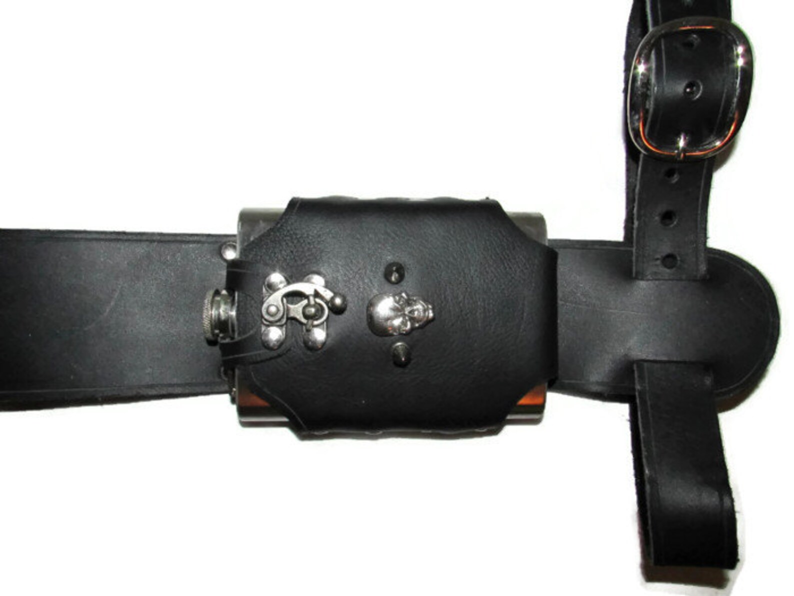 Leather Leg Flask Holster With Optional Skull Concho and Spikes - Etsy