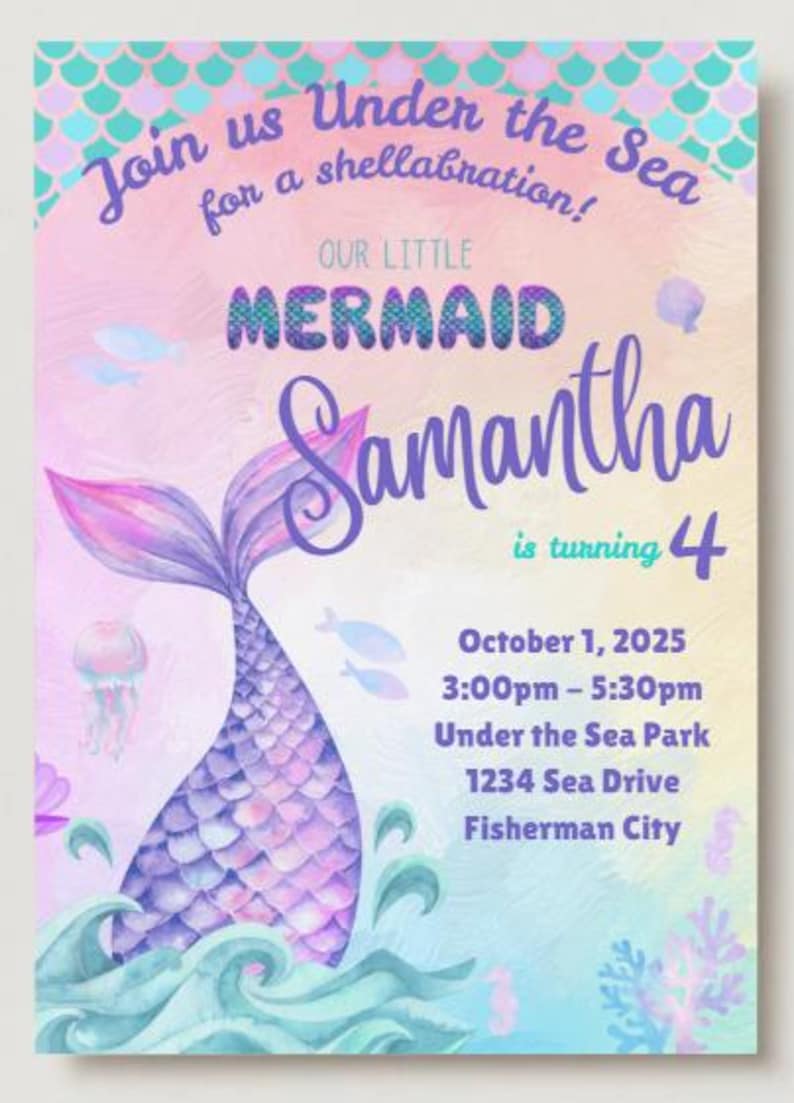 Mermaid Theme Invitation - Etsy