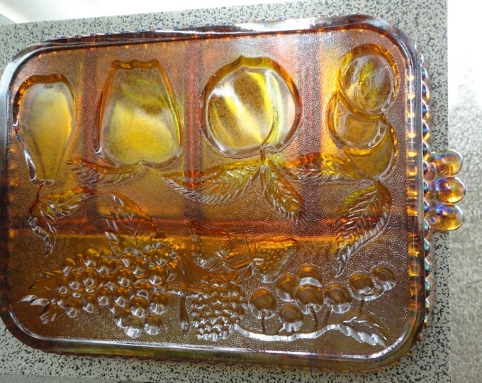 Vintage Amber Carnival Glass Fruit Platter - Etsy