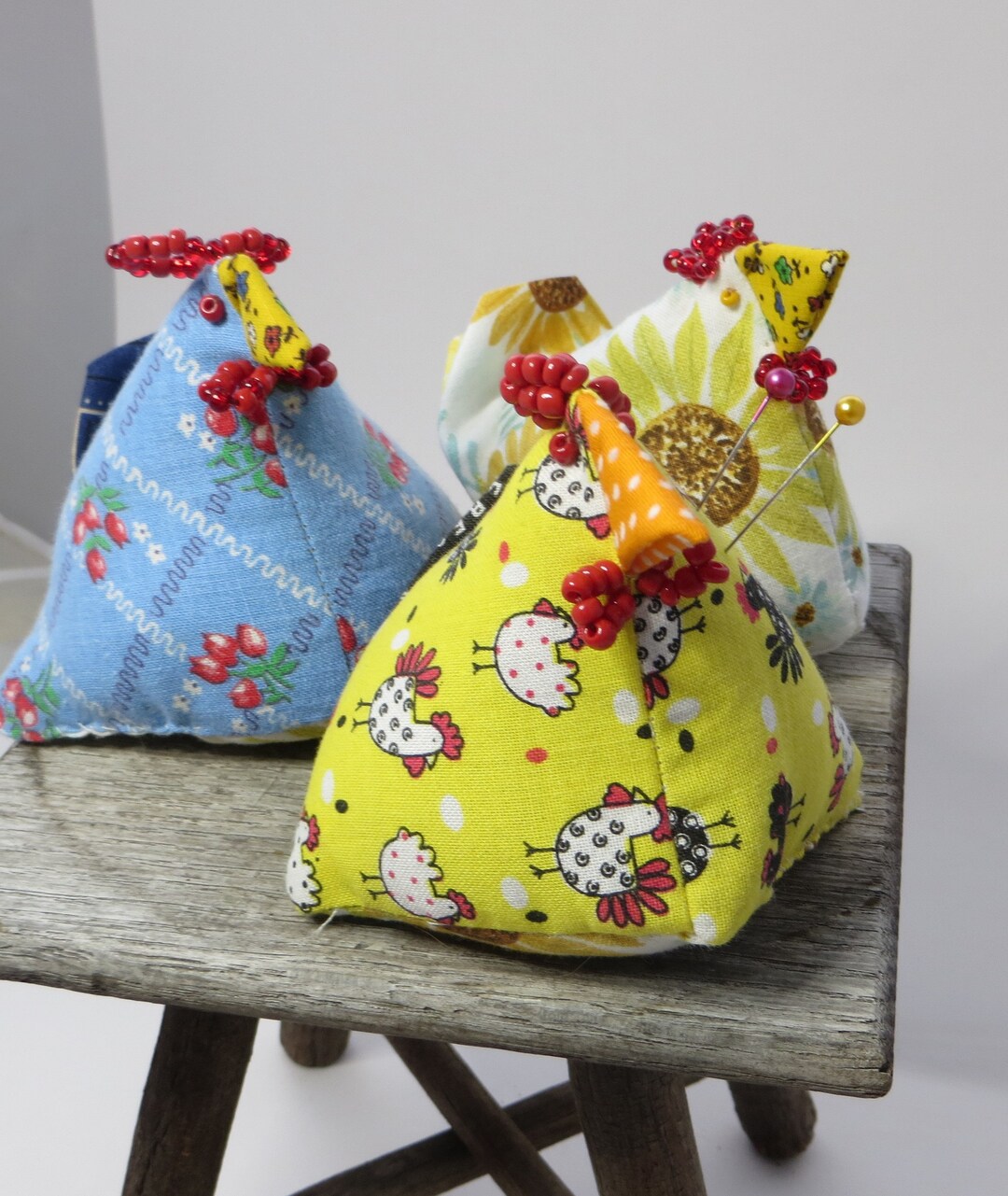 Adorable Chicken Pin Cushion Handmade Cotton Fabric Stuffed With ...