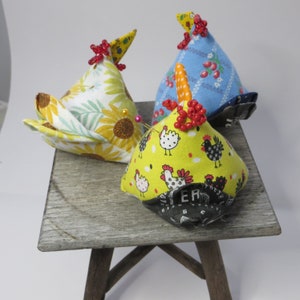 Adorable Chicken Pin Cushion Handmade Cotton Fabric Stuffed With ...