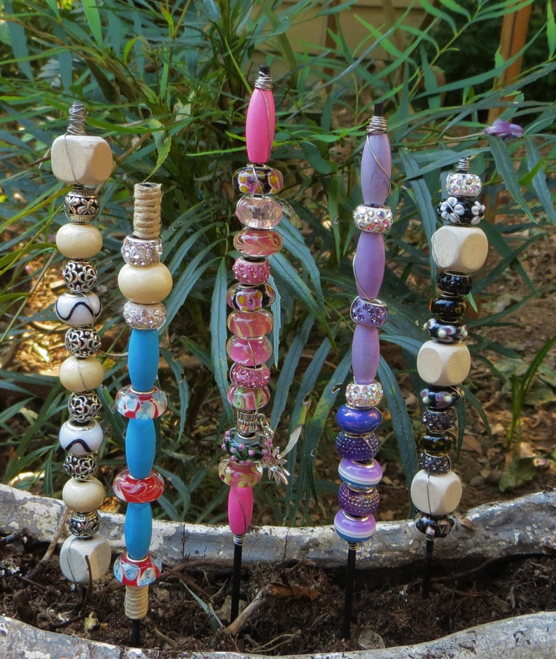 Plant or Fairy Garden Sticks Sparkly Bead and Wire Fairy - Etsy