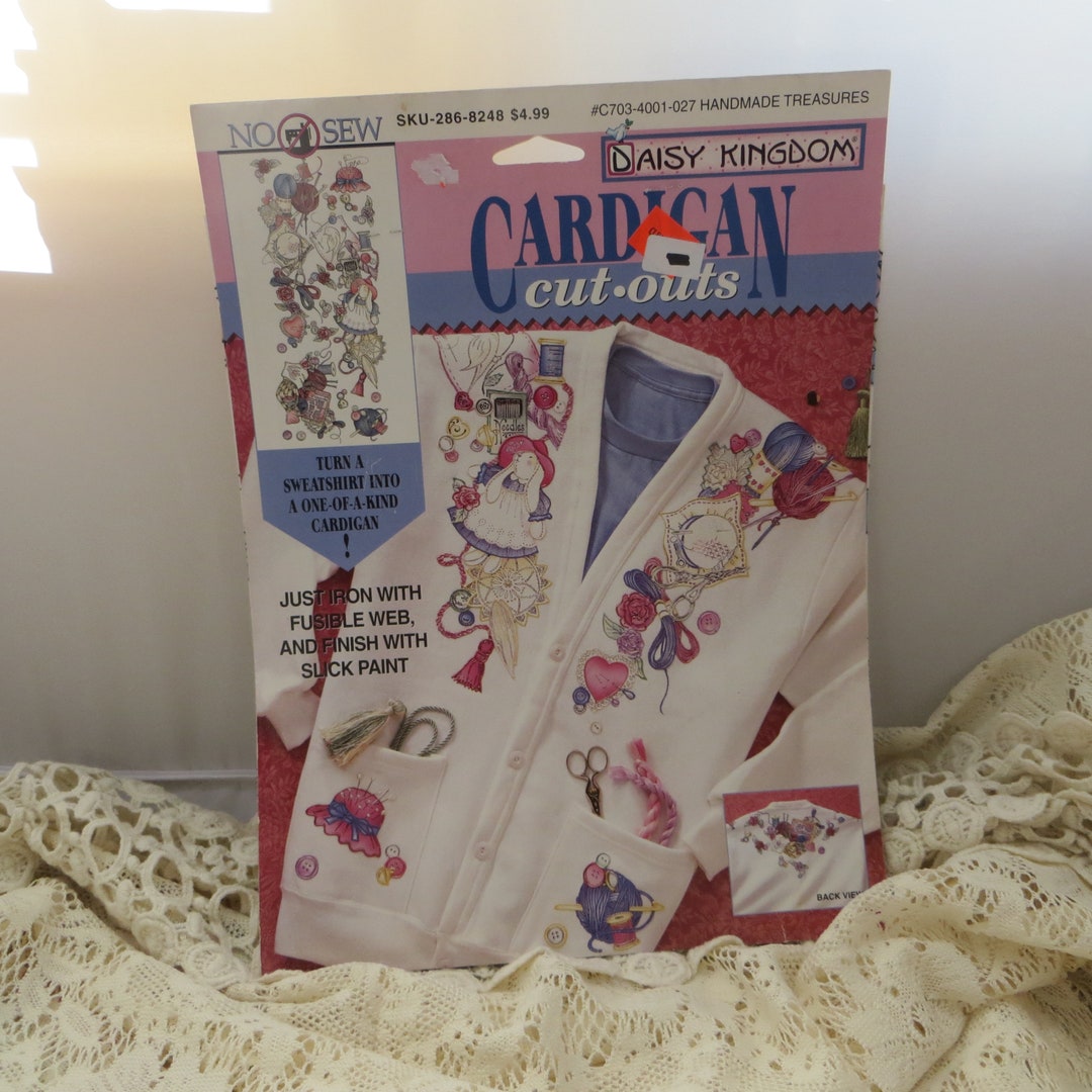 Cardigan Cutouts Vintage Fabric Embellishments to Iron on Daisy Kingdom ...