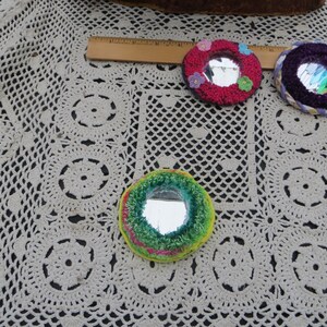 Tufted Mirror Punch Needle Mirror Round Kitchy Whimsical Small - Etsy
