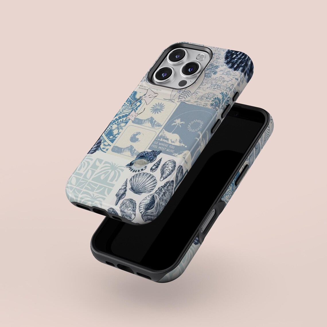 Coastal Preppy Seashell iPhone & Samsung Case, Beach Ocean Collage. - Etsy